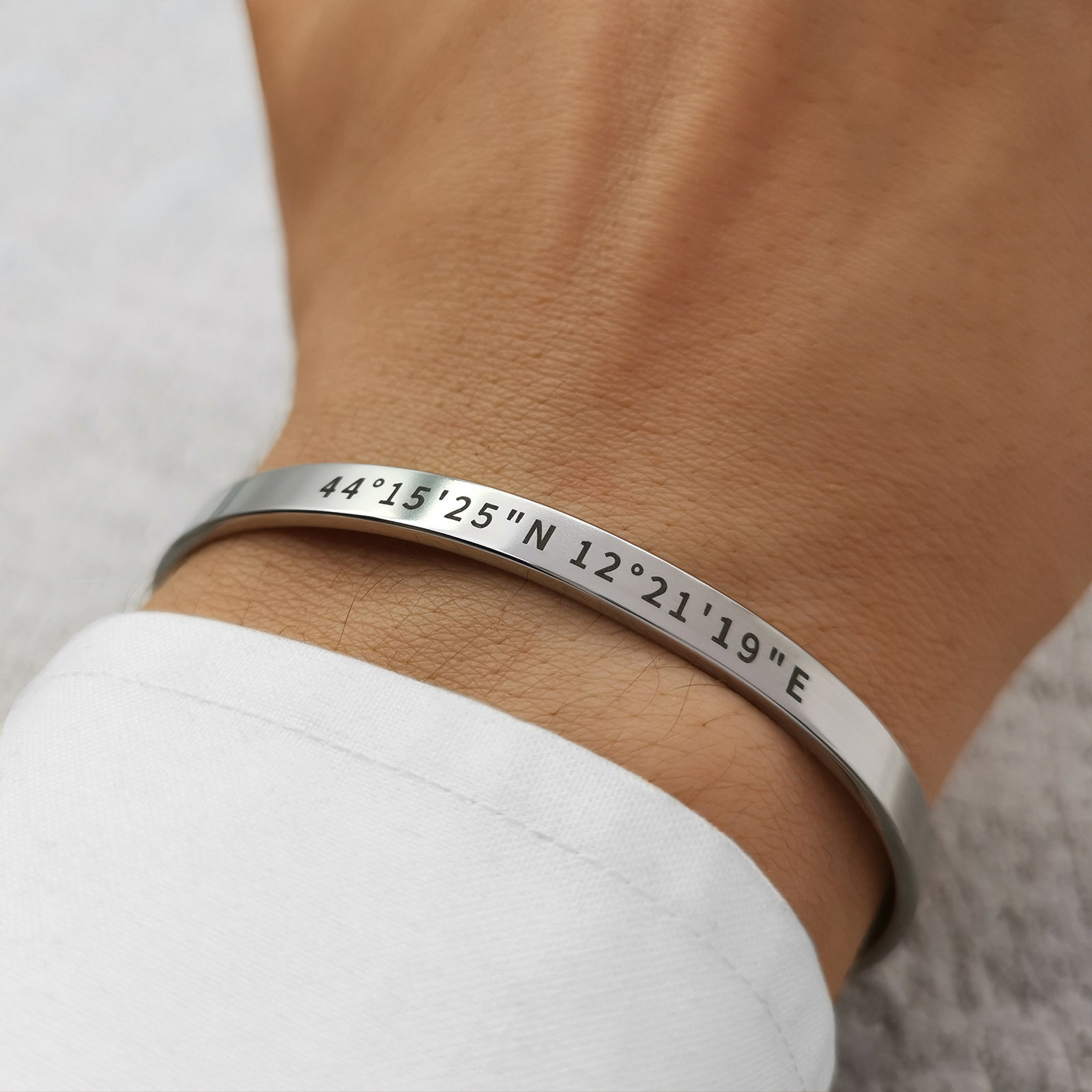 Personalized Geographical Coordinates Bracelet With Engraving for Men ...