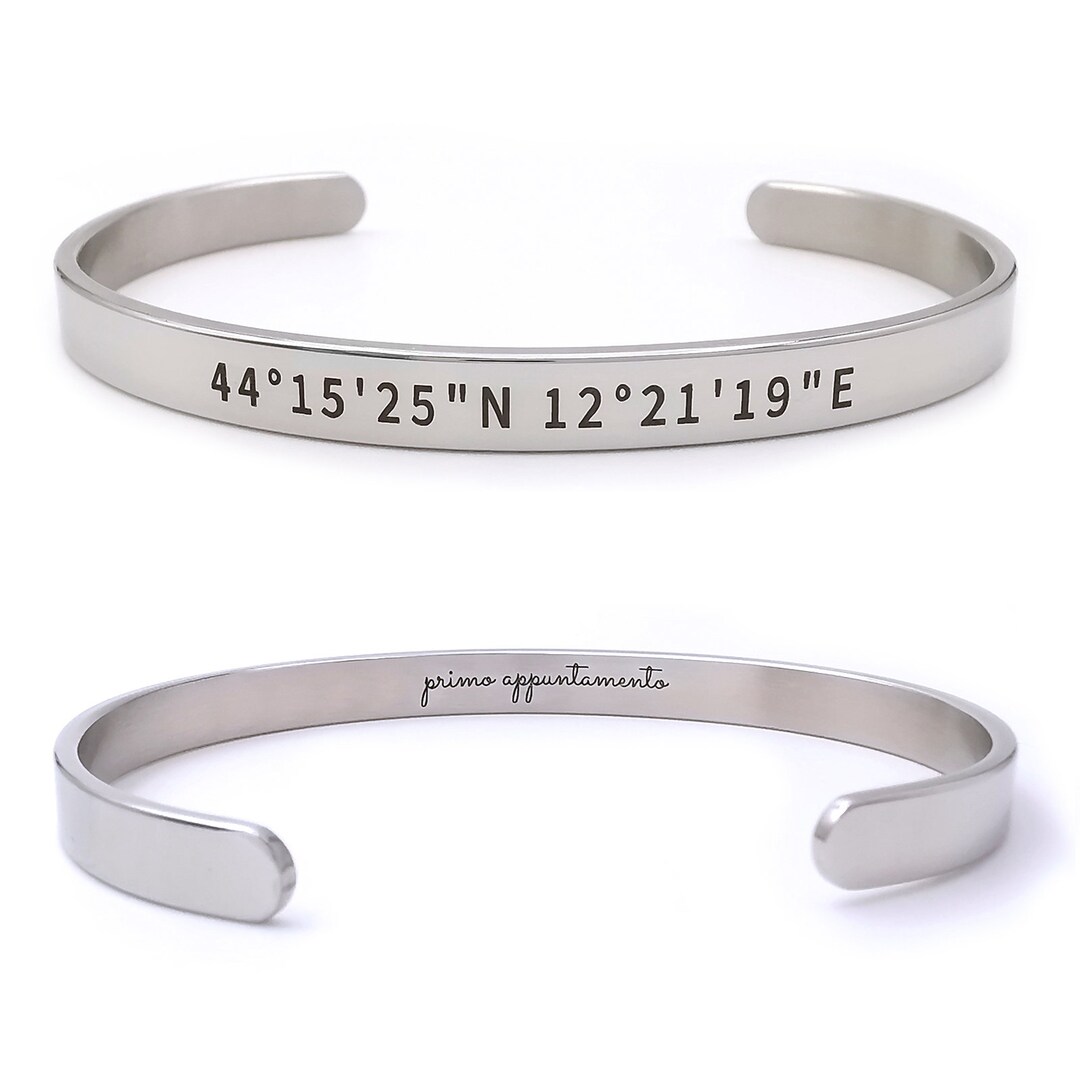 Personalized Geographical Coordinates Bracelet With Engraving for Men ...