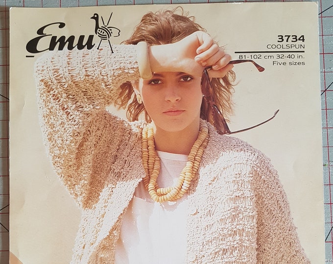 EMU Coolspun Cardigan Knitting Pattern 3734 Ladies Sizes 32-40 In. - Etsy