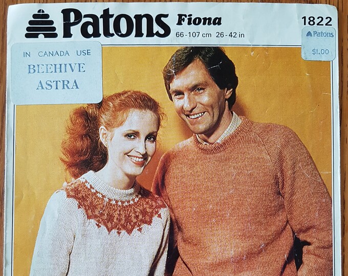 Patons # 1822 Fiona Extra Style Sweater Knitting Pattern Leaflet Sizes ...
