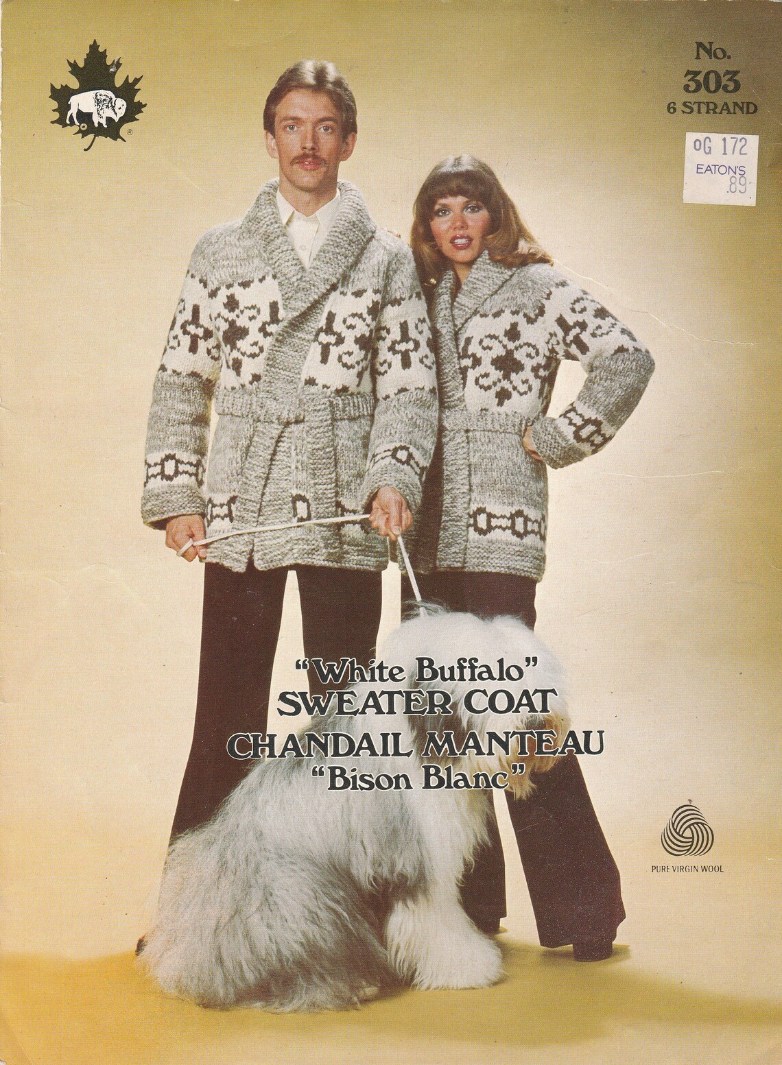 White Buffalo Sweater Coat No 303 6 Strand Vintage 1976 Bilingual ...