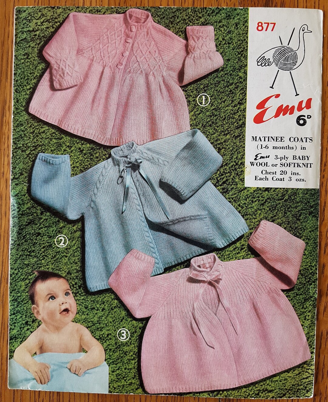 EMU Matinee Coats Knitting Pattern No 877 - Sizes 1 to 6 Months - Etsy