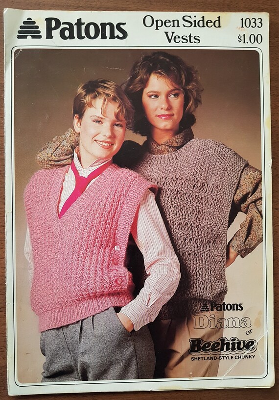 Patons Open Sided Vests 1033 Knitting Pattern Leaflet | Etsy