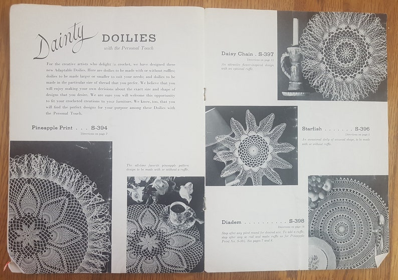 Coats & Clark's Dainty Doilies Pattern Book No. 21 Vintage 1953 - Etsy