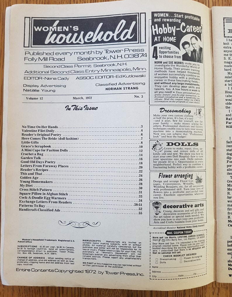 Vintage Women's Household Magazine March 1972 Quilt, Knit, Crochet ...