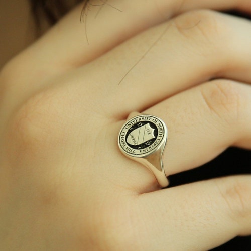 Oval Graduation Ring-tiny College Ring-class Rings-school - Etsy