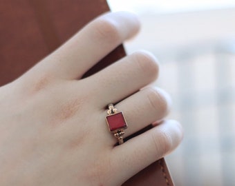 Red coral ring | Etsy