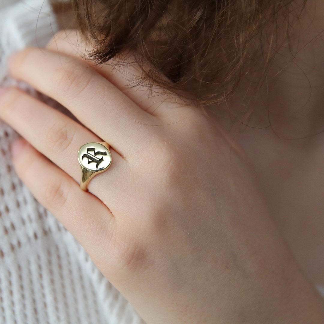Initial Signet Ring- Monogram Ring-personalized Signet-signet Ring ...
