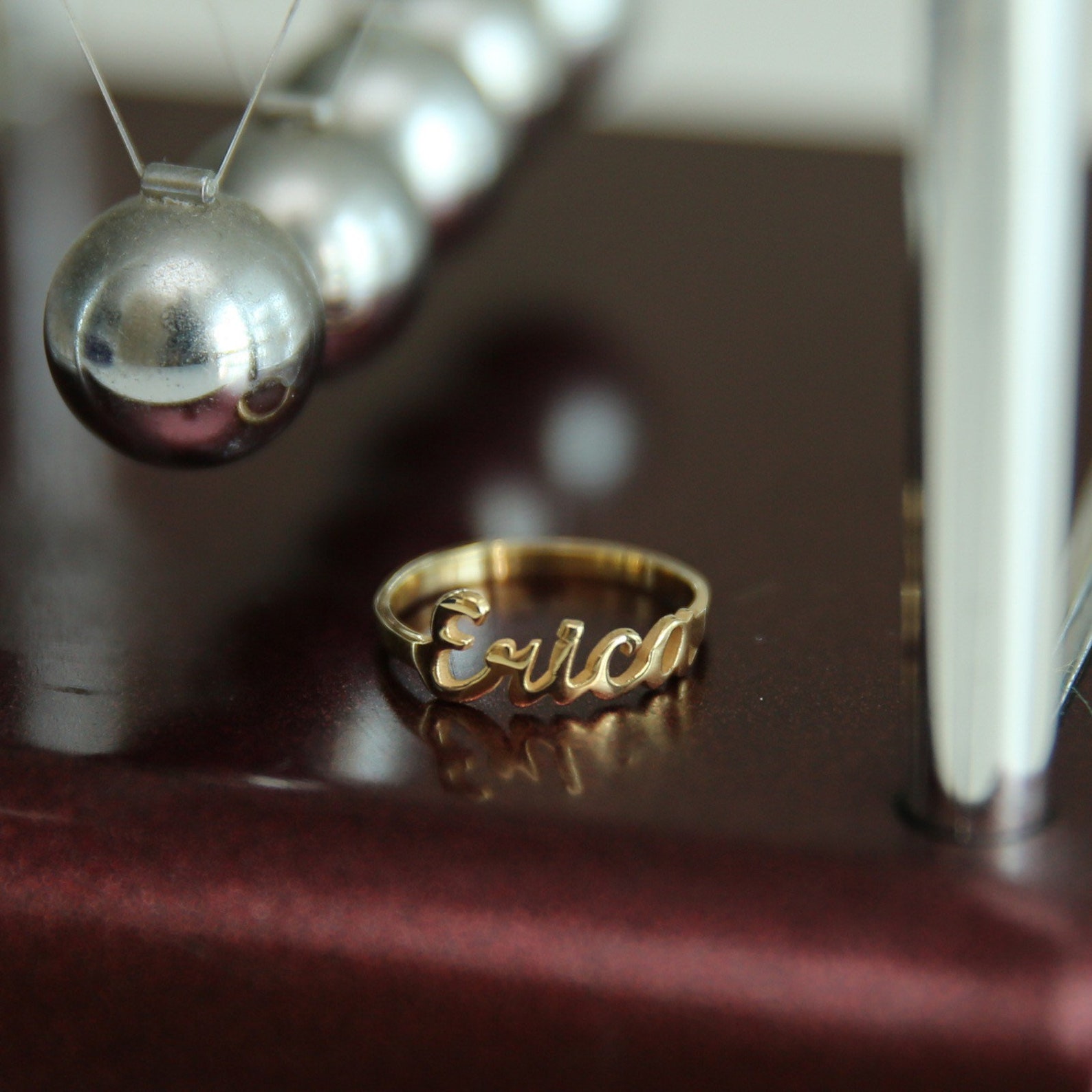 14K Solid Gold Name Ring-dainty Name Ring Custom Stacking | Etsy