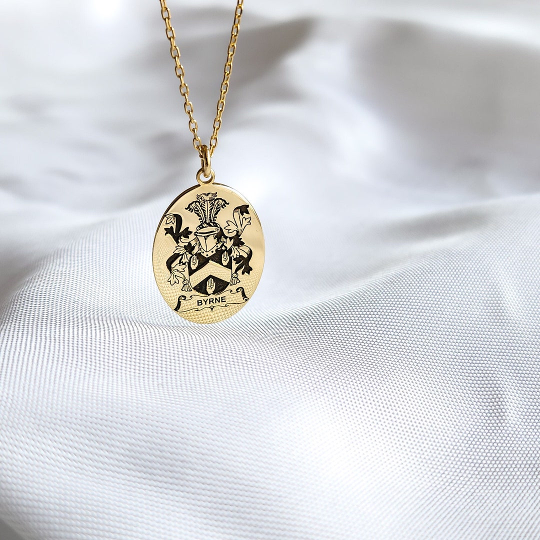 Custom Gold Necklace -family Crest Necklace-coat of Arms Necklace ...