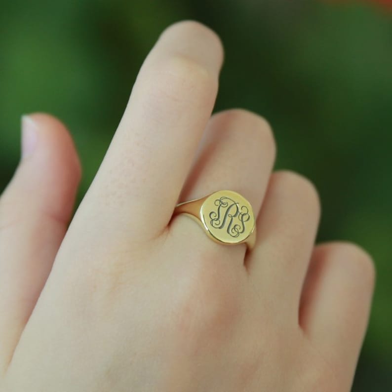 Round Signet Ring-personalized Signet Ring-initial Signet Ring-monogram ...