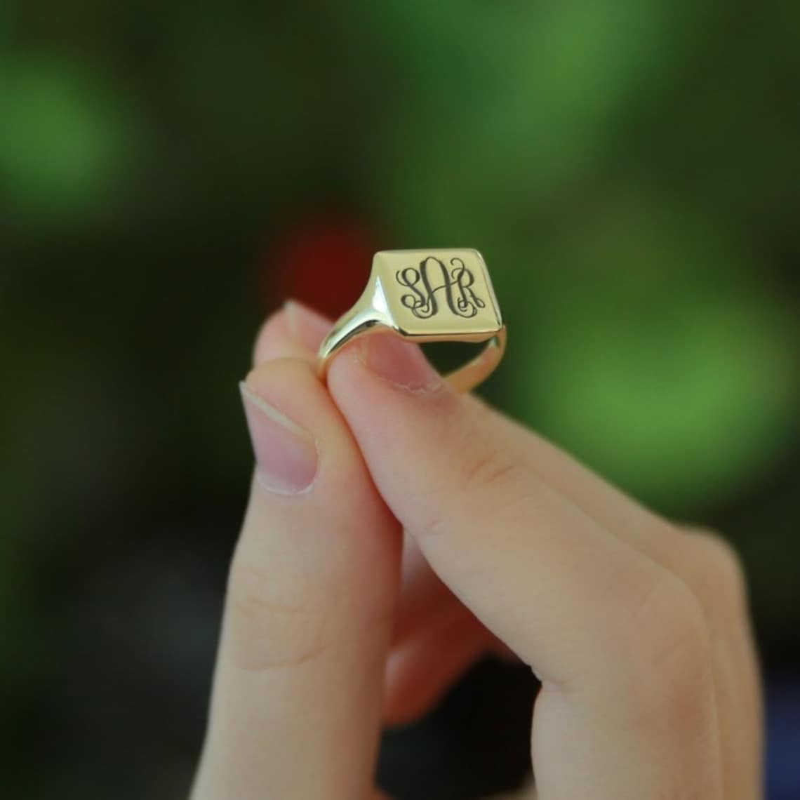 Square Signet Ring-personalized Signet Ring-initial Signet - Etsy