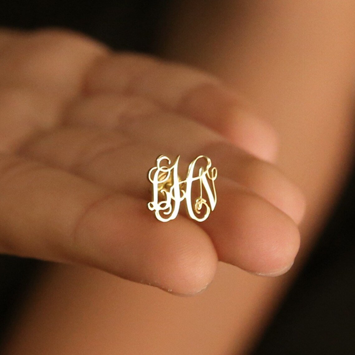 Silver Monogram Earrings-gold Earrings-personalized Silver Initial ...