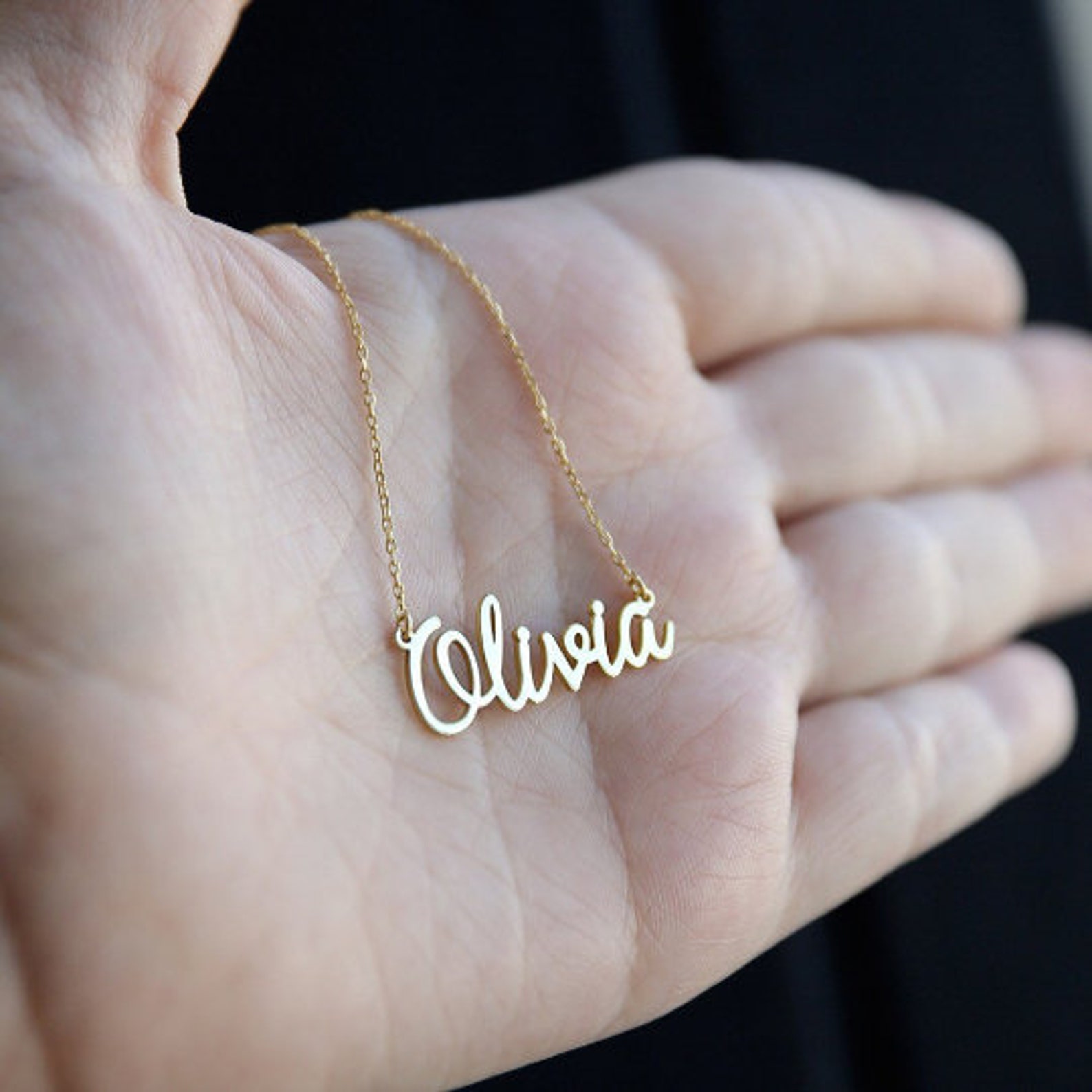 14k Solid Gold Name Necklace-Name NecklaceGold-14K | Etsy