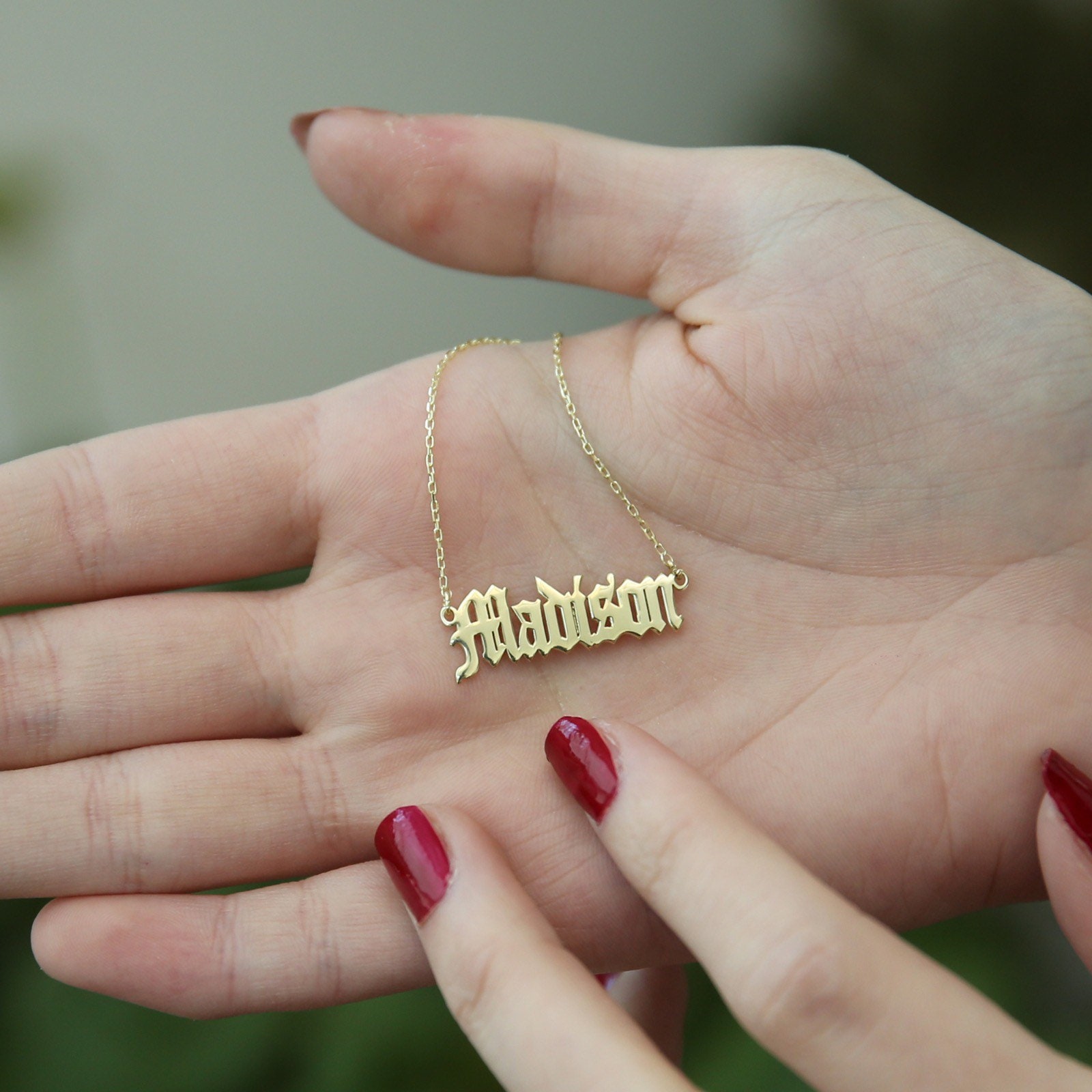 Old English Name Necklace-name Jewelry-minimalist Necklace ...