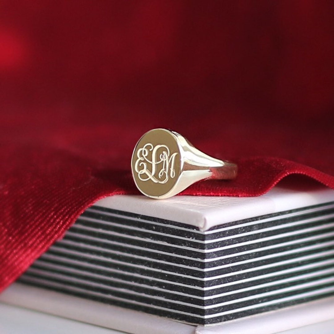 Monogram Ring-personalized Signet Ring-initial Signet - Etsy