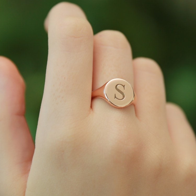 Initial Signet Ring-personalized Signet Ring-initial Signet - Etsy