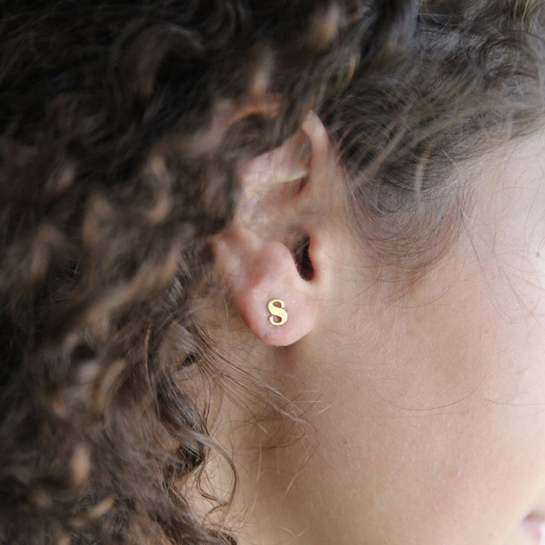 Initial Stud Earrings-gold Earrings-personalized Silver Initial Jewelry ...
