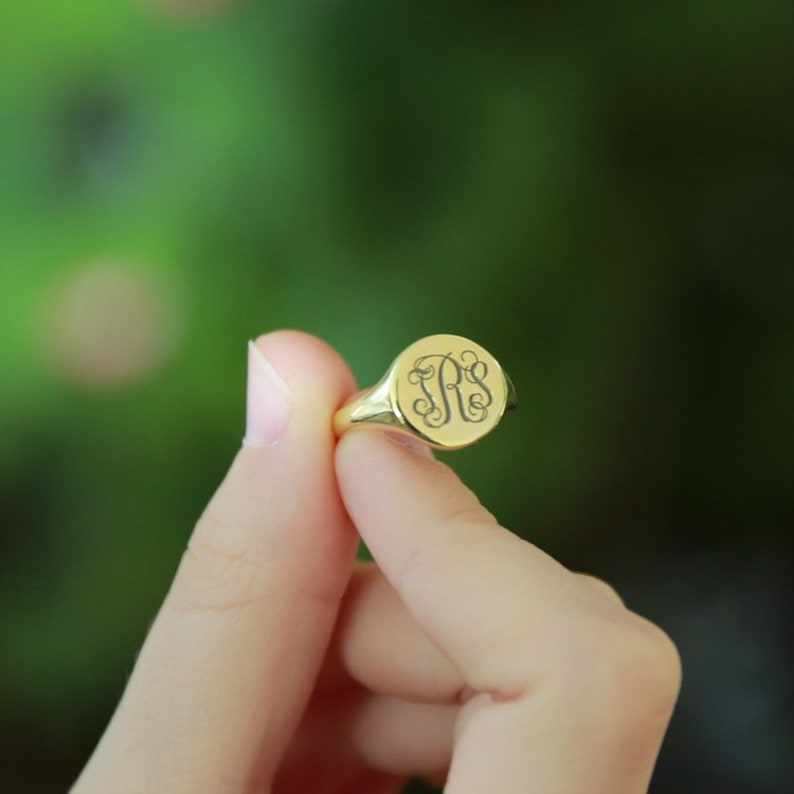 Round Signet Ring-personalized Signet Ring-initial Signet Ring-monogram ...