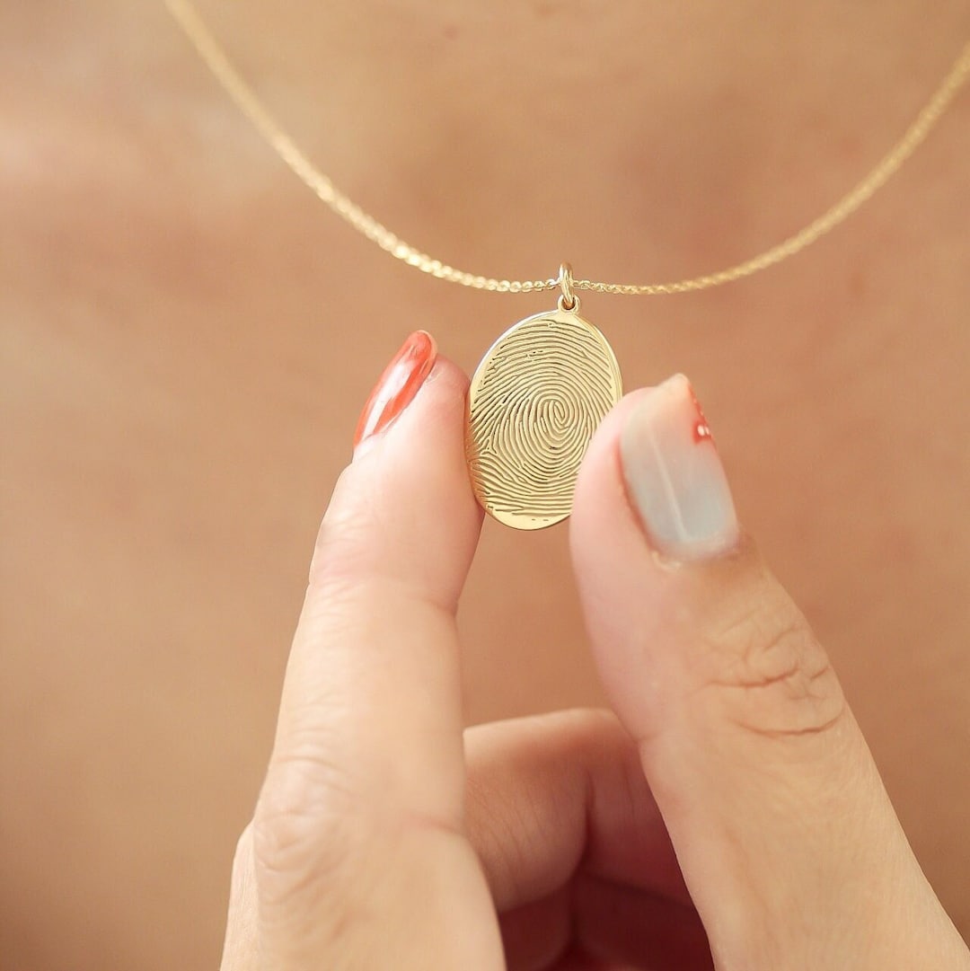 14k Solid Gold Fingerprint Necklace-personalized Memorial Gift-memorial ...
