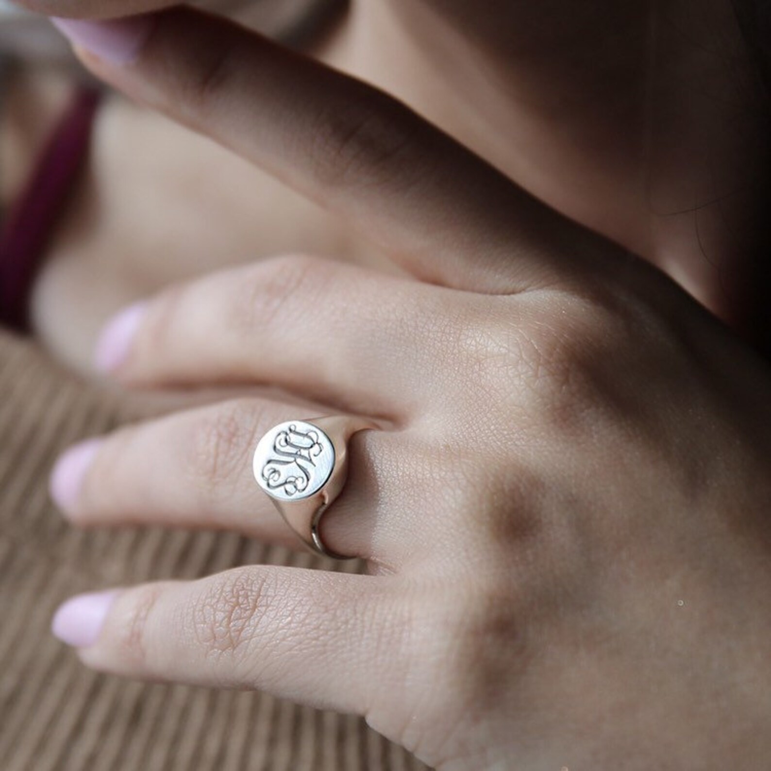 Monogram Ring-personalized Signet Ring-initial Signet - Etsy