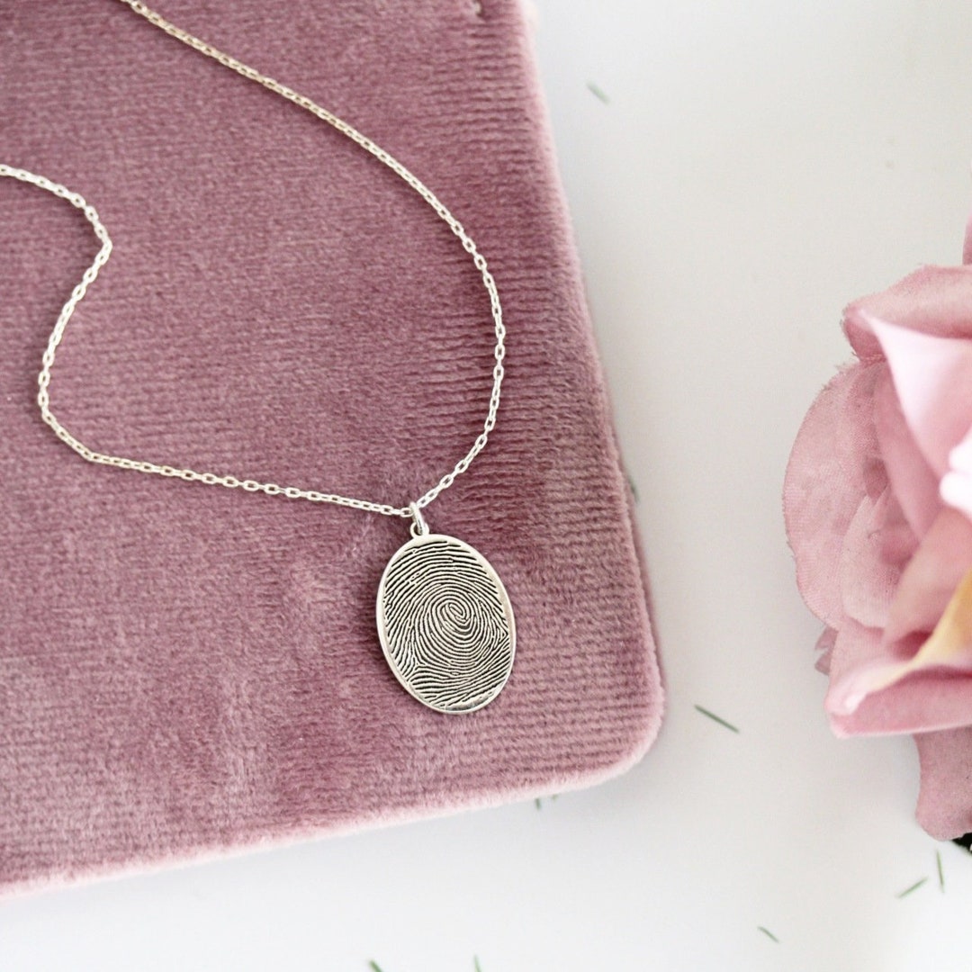 Sterling Silver Fingerprint Necklace: Memorial Jewelry-personalized ...