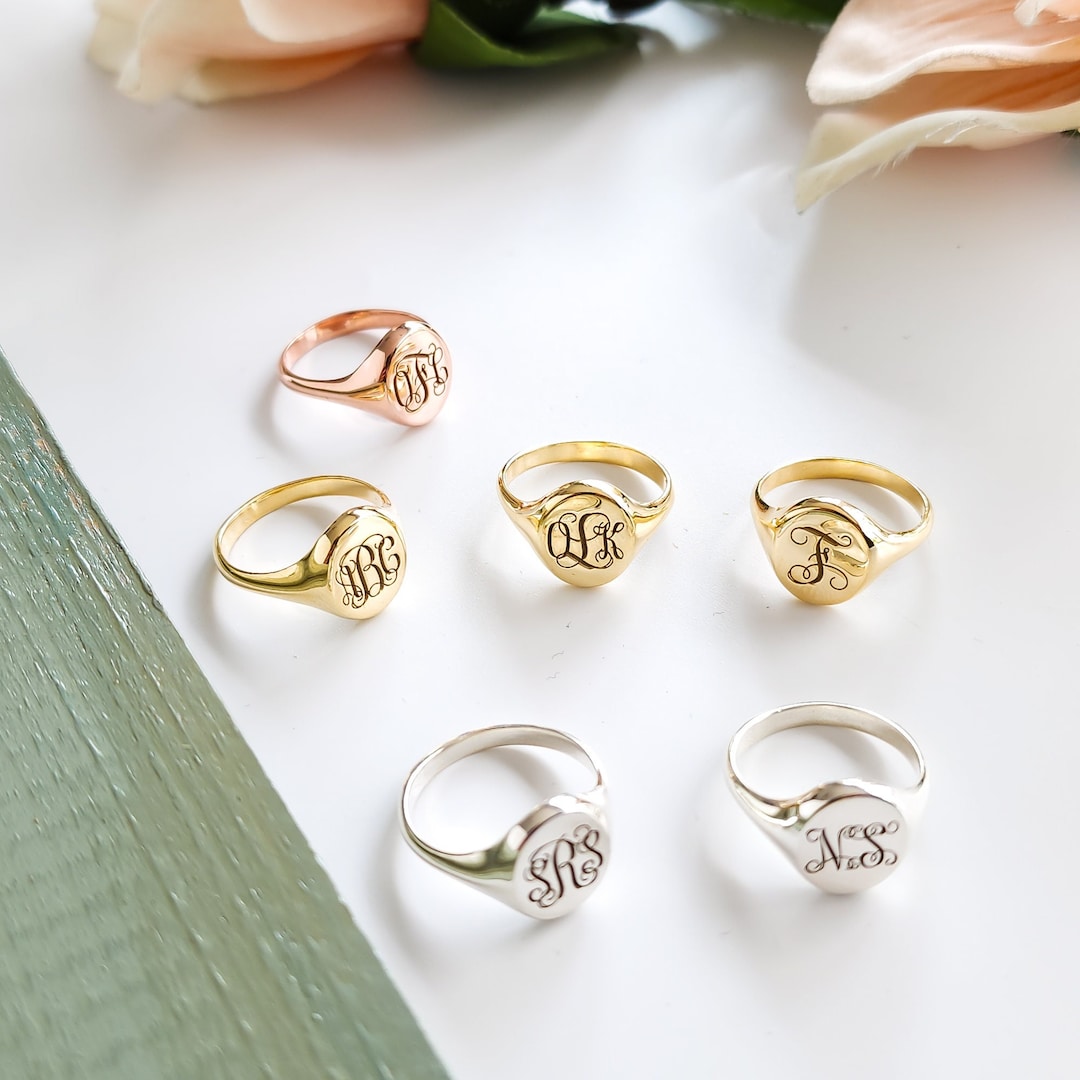 Monogram Ring personalized Signet Ring initial Signet Ring signet Ring personalized Jewelry gold Signet Ring monogram Jewelry bridesmaid Etsy