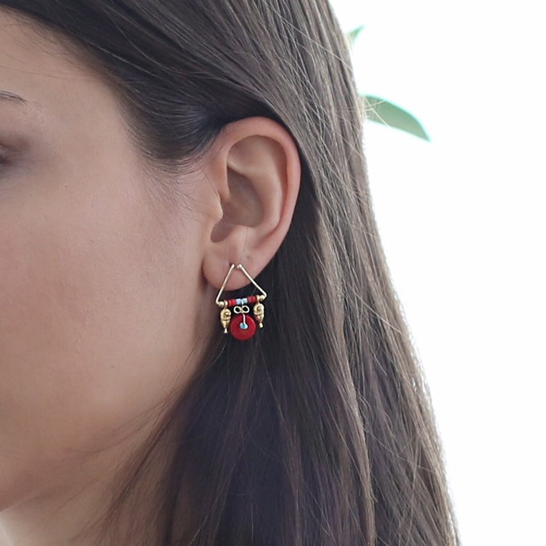 Coral Earring tribal Earring Gypsy Earring Handmade - Etsy