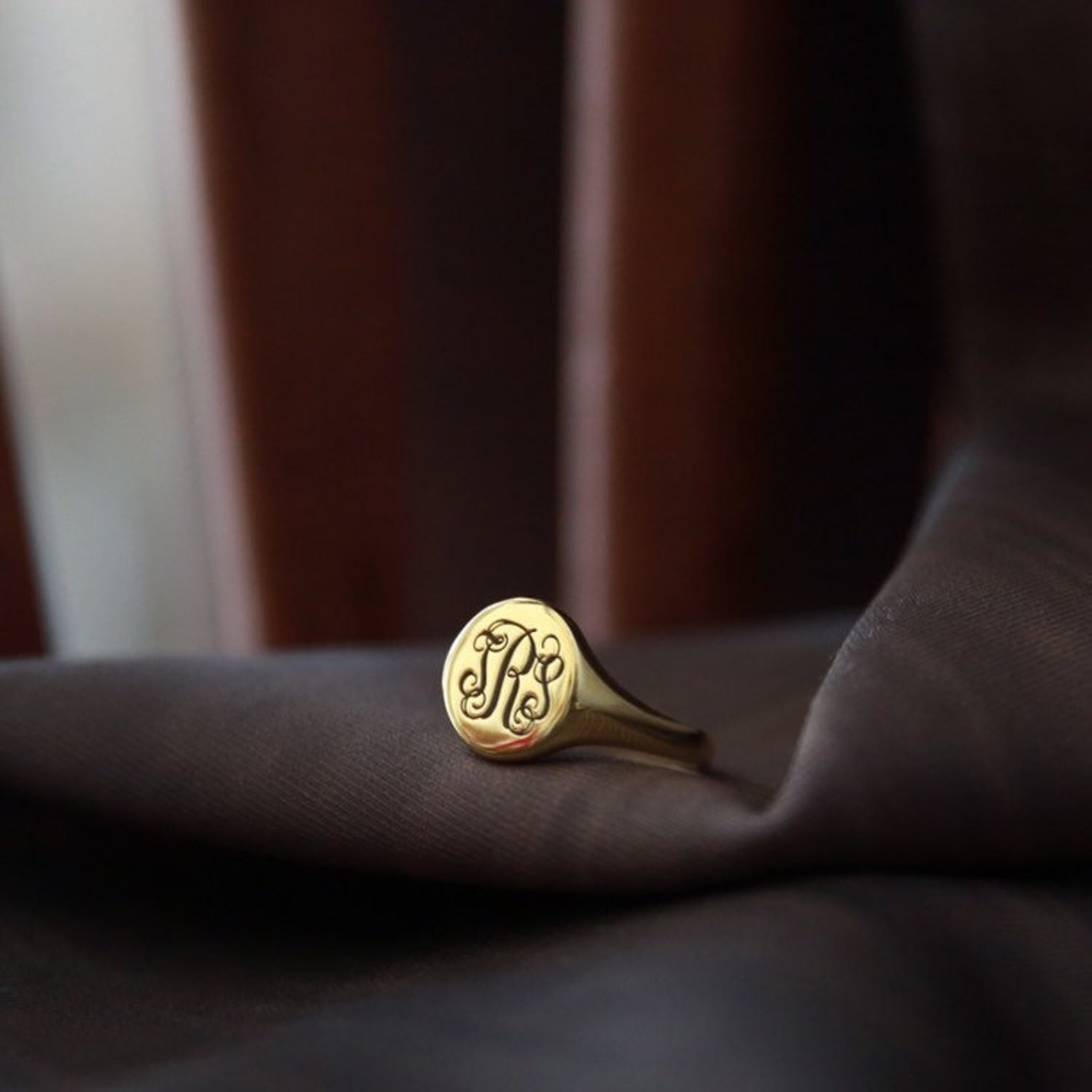 Round Signet Ring-personalized Signet Ring-initial Signet Ring-monogram ...