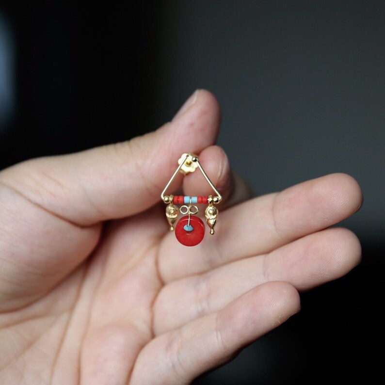 Coral Earring tribal Earring Gypsy Earring Handmade - Etsy