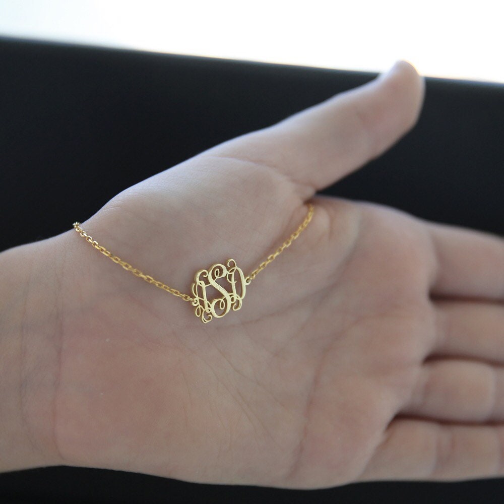 Dainty Monogram Bracelet-monogram Jewelry-gold Monogram Bracelet ...