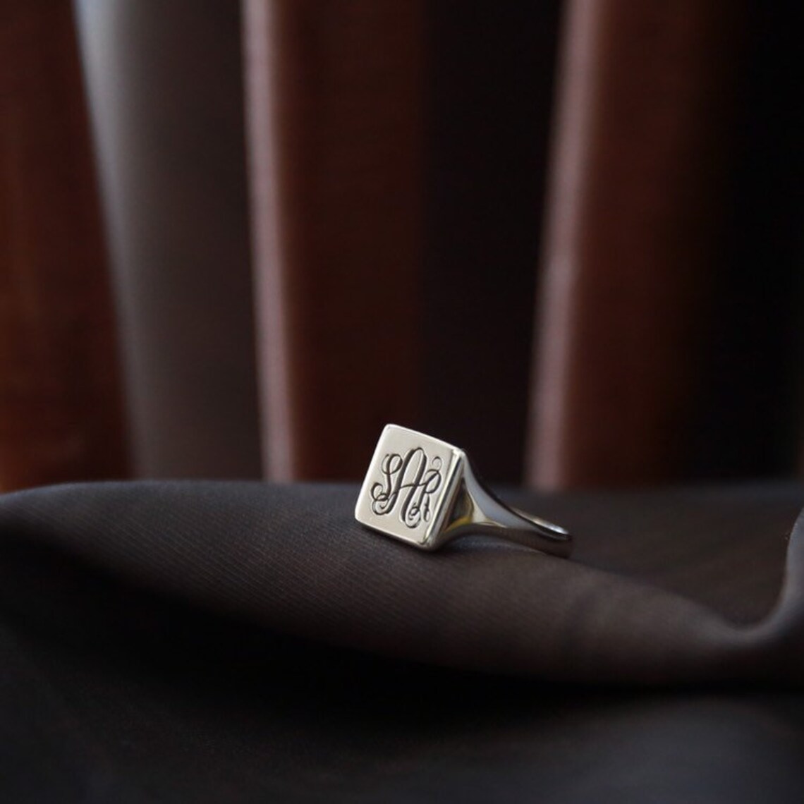 Square Signet Ring-personalized Signet Ring-initial Signet - Etsy
