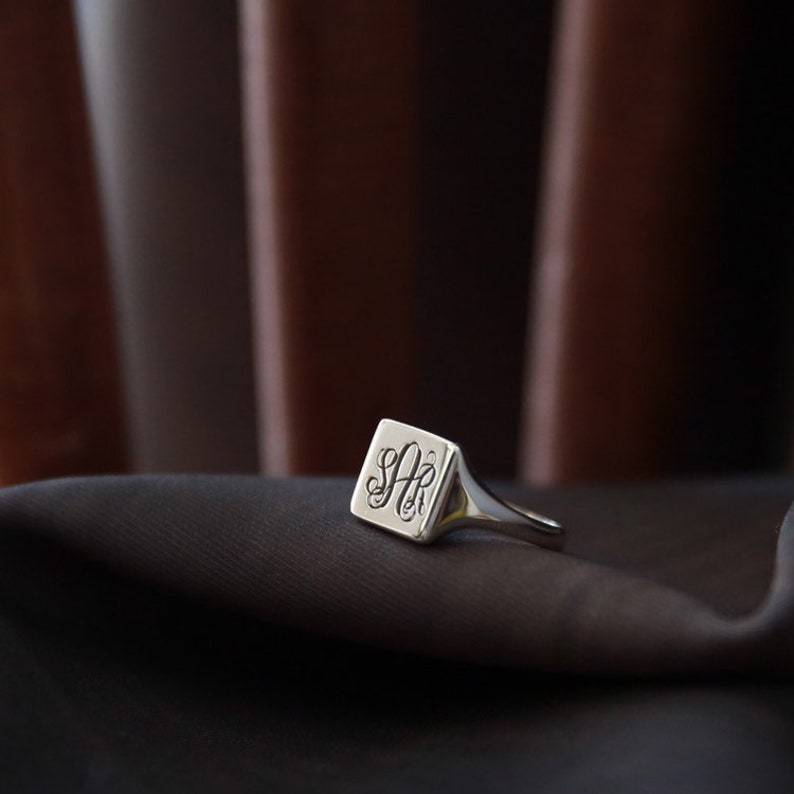 Square Signet Ring-personalized Signet Ring-initial Signet - Etsy