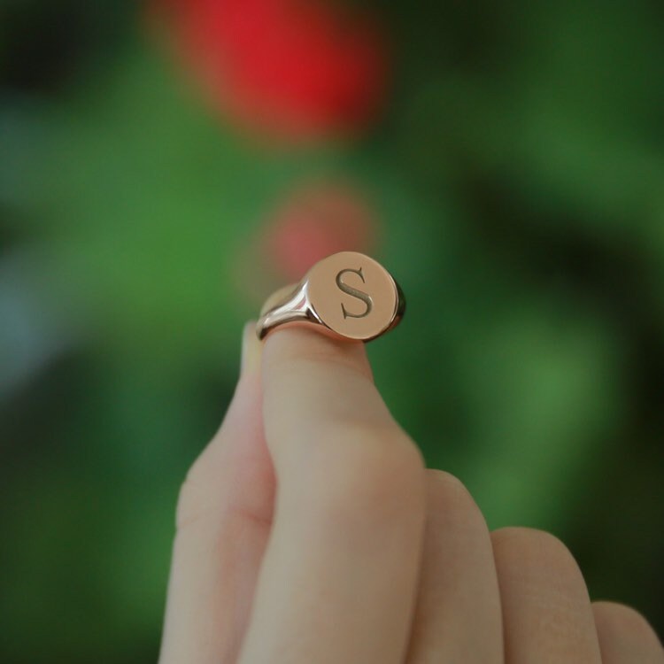 Initial Signet Ring-personalized Signet Ring-initial Signet - Etsy