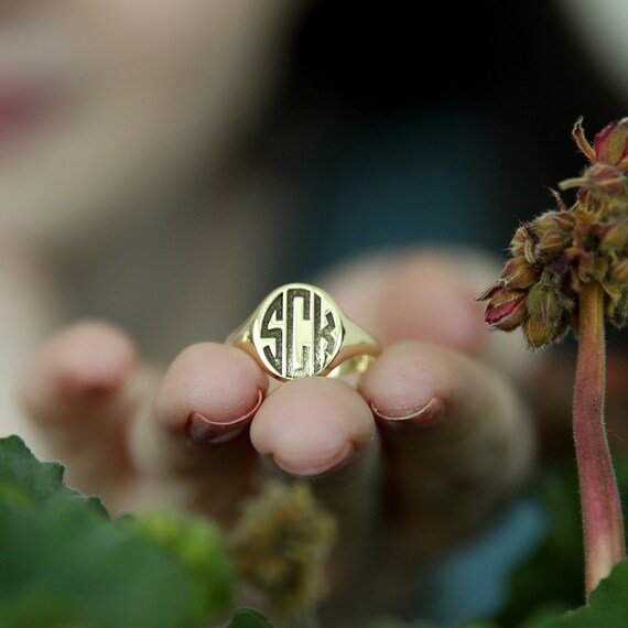 Monogram Ring-Personalized Signet Ring-Initial Signet | Etsy