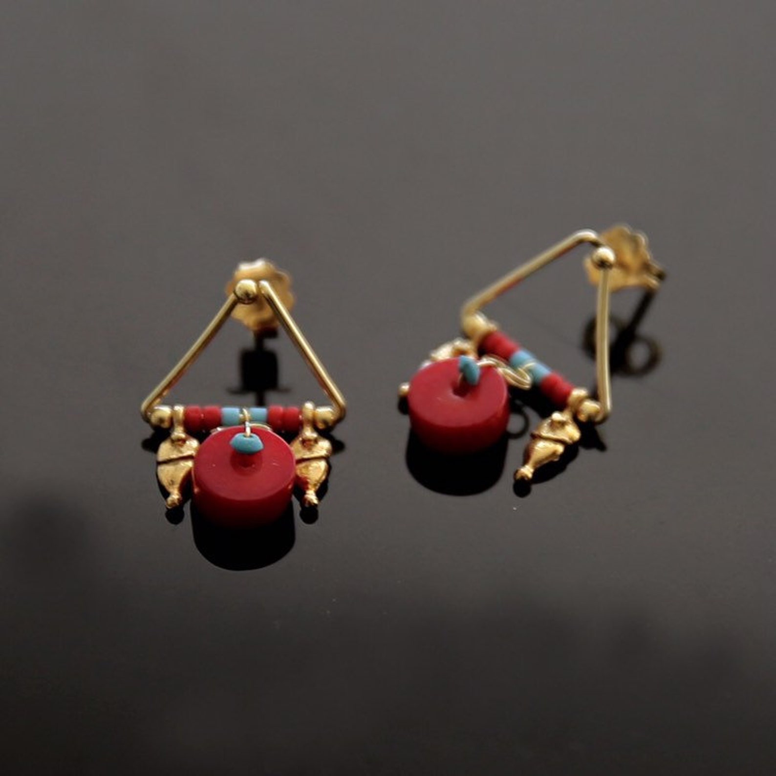 Coral Earring tribal Earring Gypsy Earring Handmade - Etsy