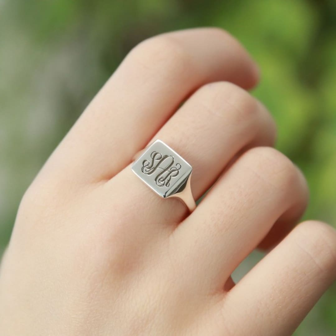 Square Signet Ring-personalized Signet Ring-initial Signet Ring ...