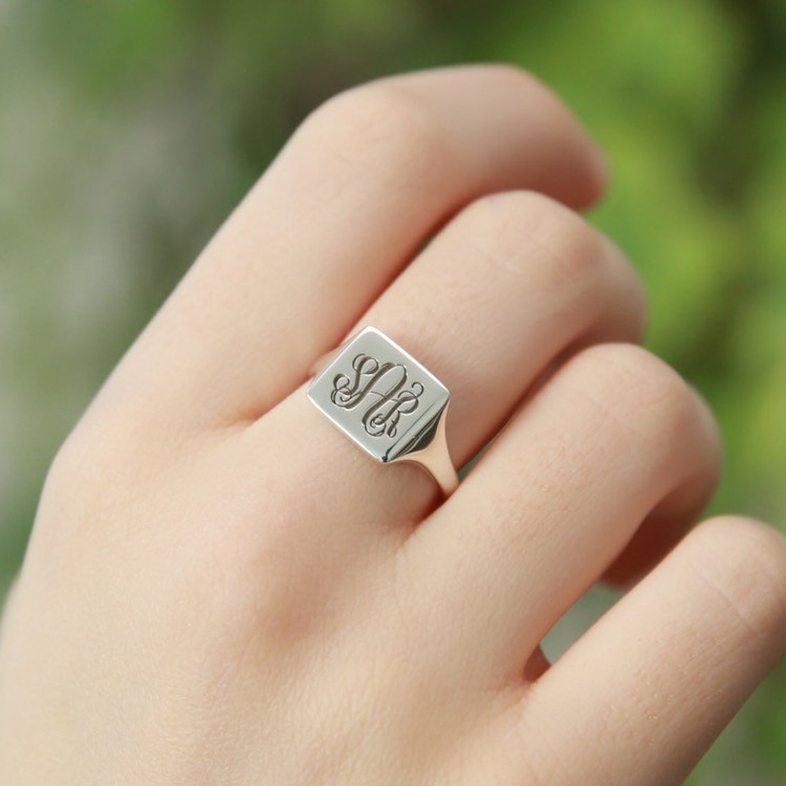 Square Signet Ring-personalized Signet Ring-initial Signet - Etsy