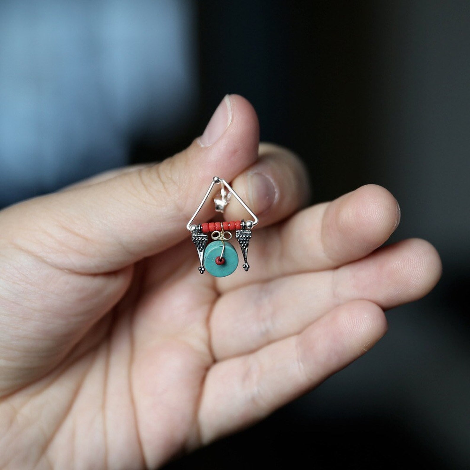 Turquoise Earring-tribal Earring Gypsy Earring Handmade | Etsy