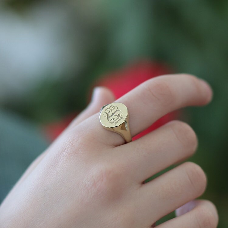 Monogram Ring-Personalized Signet Ring-Initial Signet | Etsy