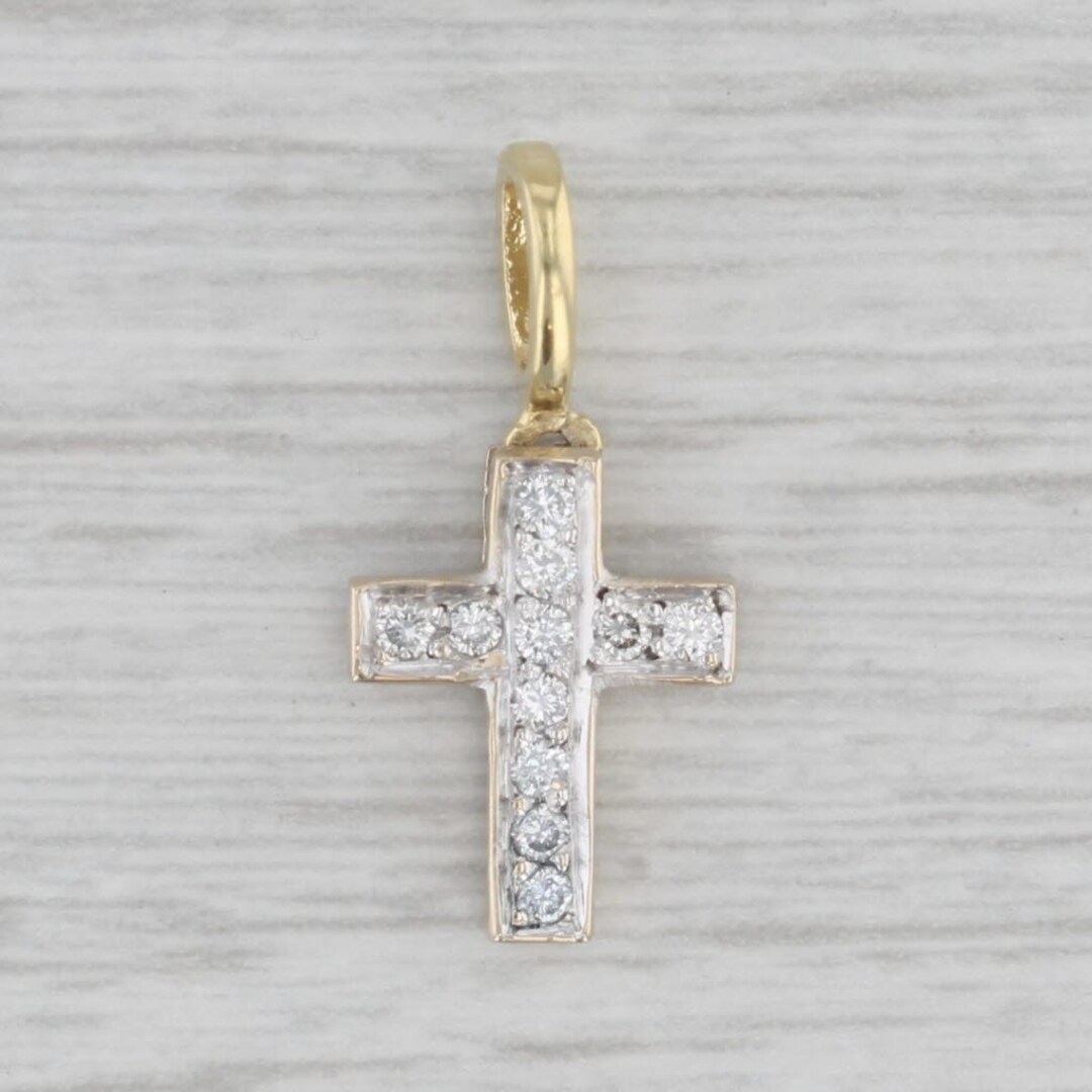 Small 0.19ctw Diamond Cross Pendant 18k Yellow Gold Charm - Etsy