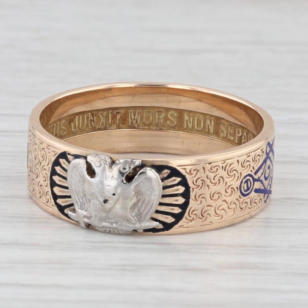 Vintage Scottish Rite Masonic Ring 14k Gold Size 12.25 Rose Croix Yod ...