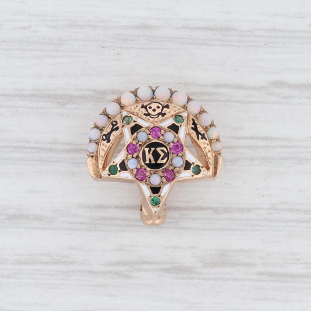 Kappa Sigma Badge, Fraternity Badge, Gold Fraternity Pin, Gemstone ...