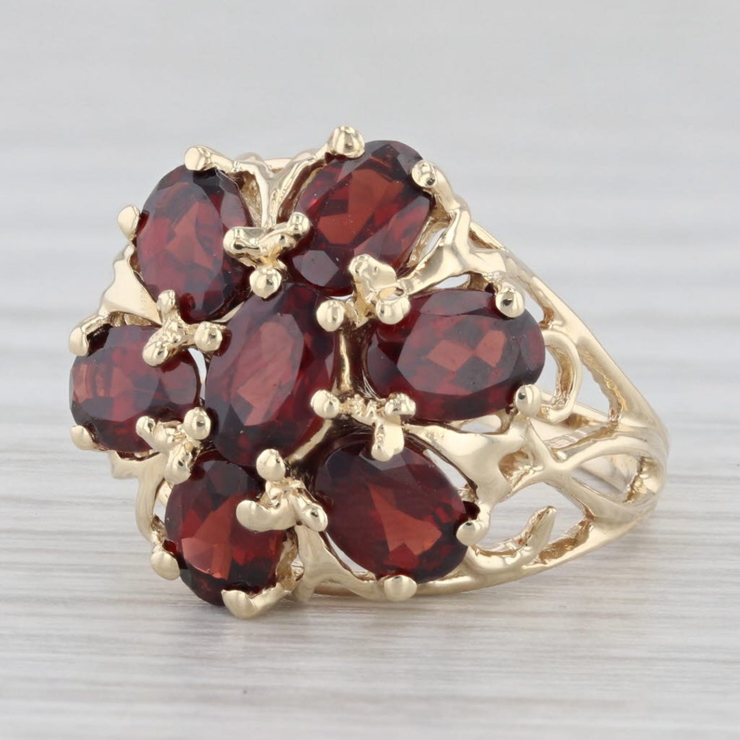4ctw Garnet Flower Cluster Ring 14k Yellow Gold Size 7.25 - Etsy