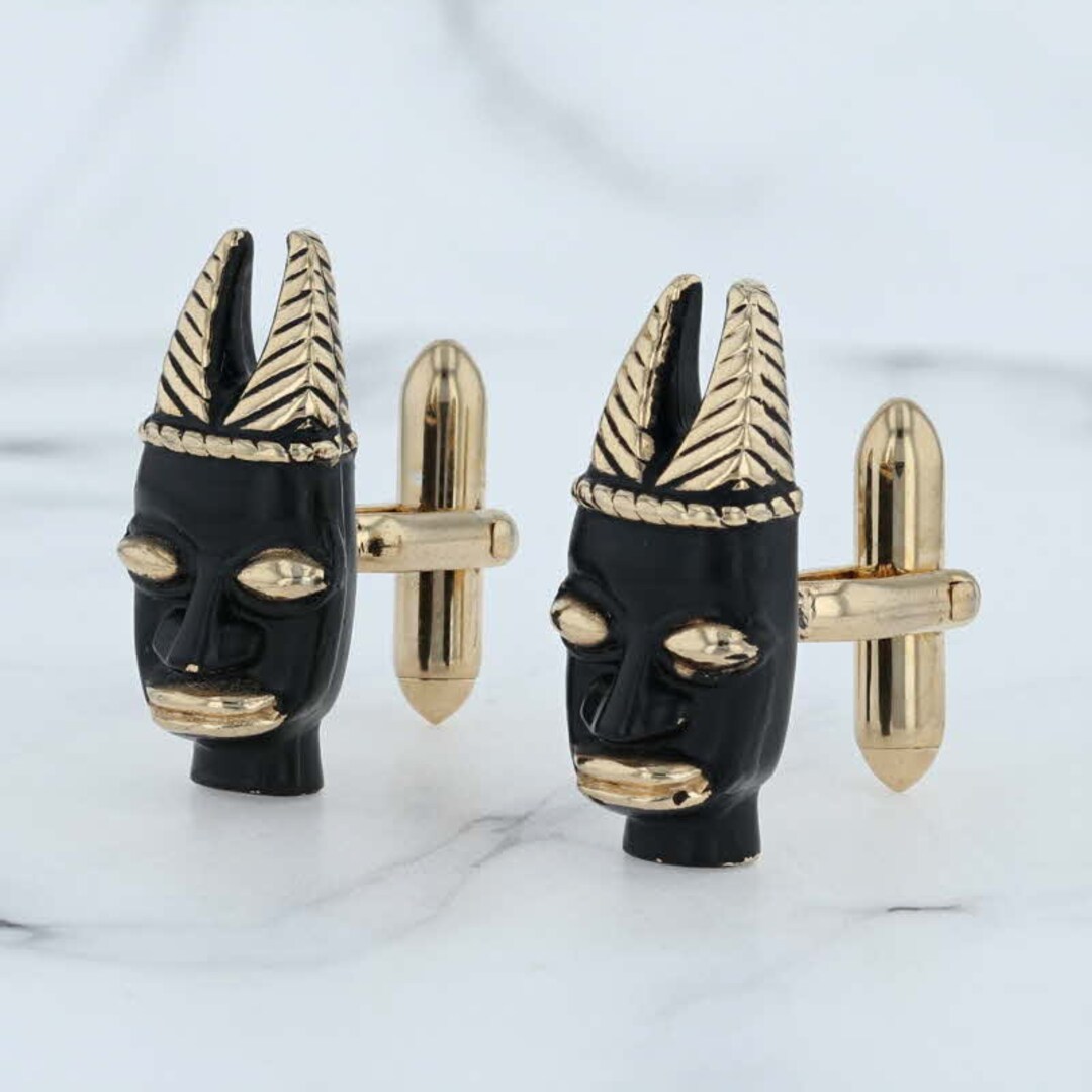 Tribal Mask Figural Cuff Links Swank Folding Bar Cufflinks - Etsy