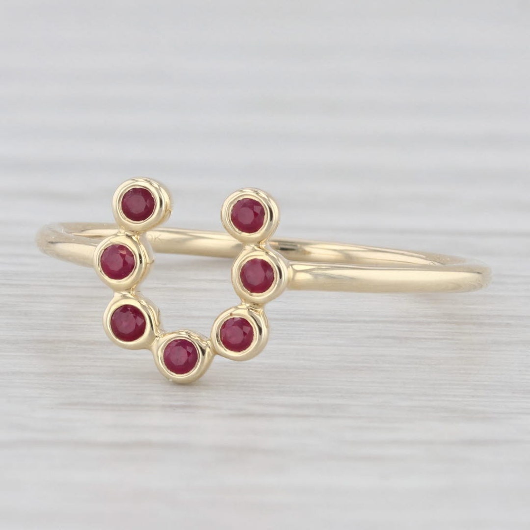 New Ruby Horseshoe Ring 10k Yellow Gold Size 7.25 - Etsy