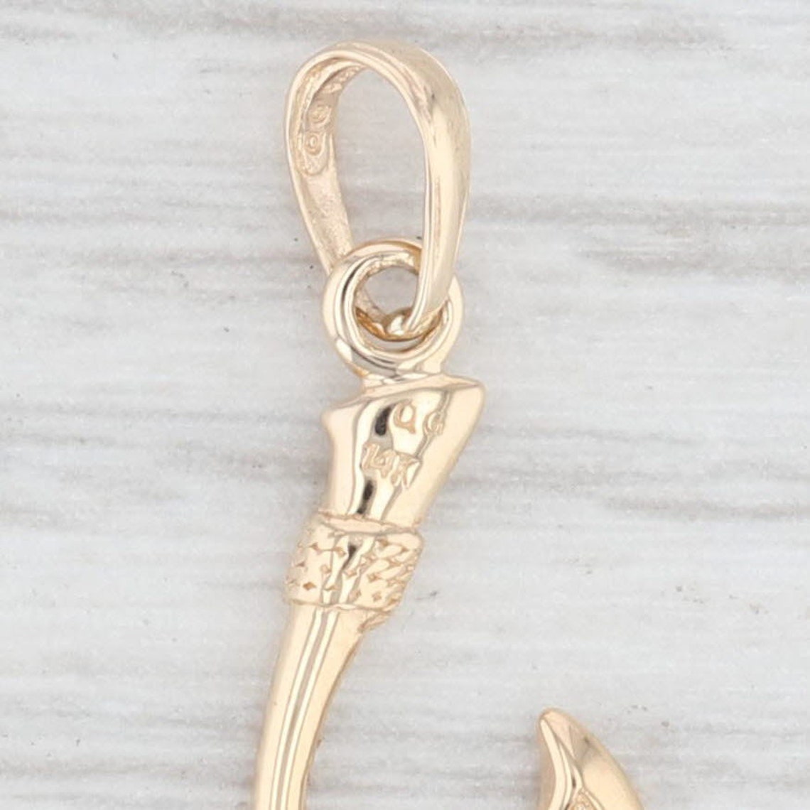 Fish Hook Pendant 14k Yellow Gold Nautical Fishing Hook | Etsy