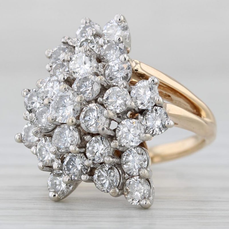 Diamond Cluster Ring - Etsy