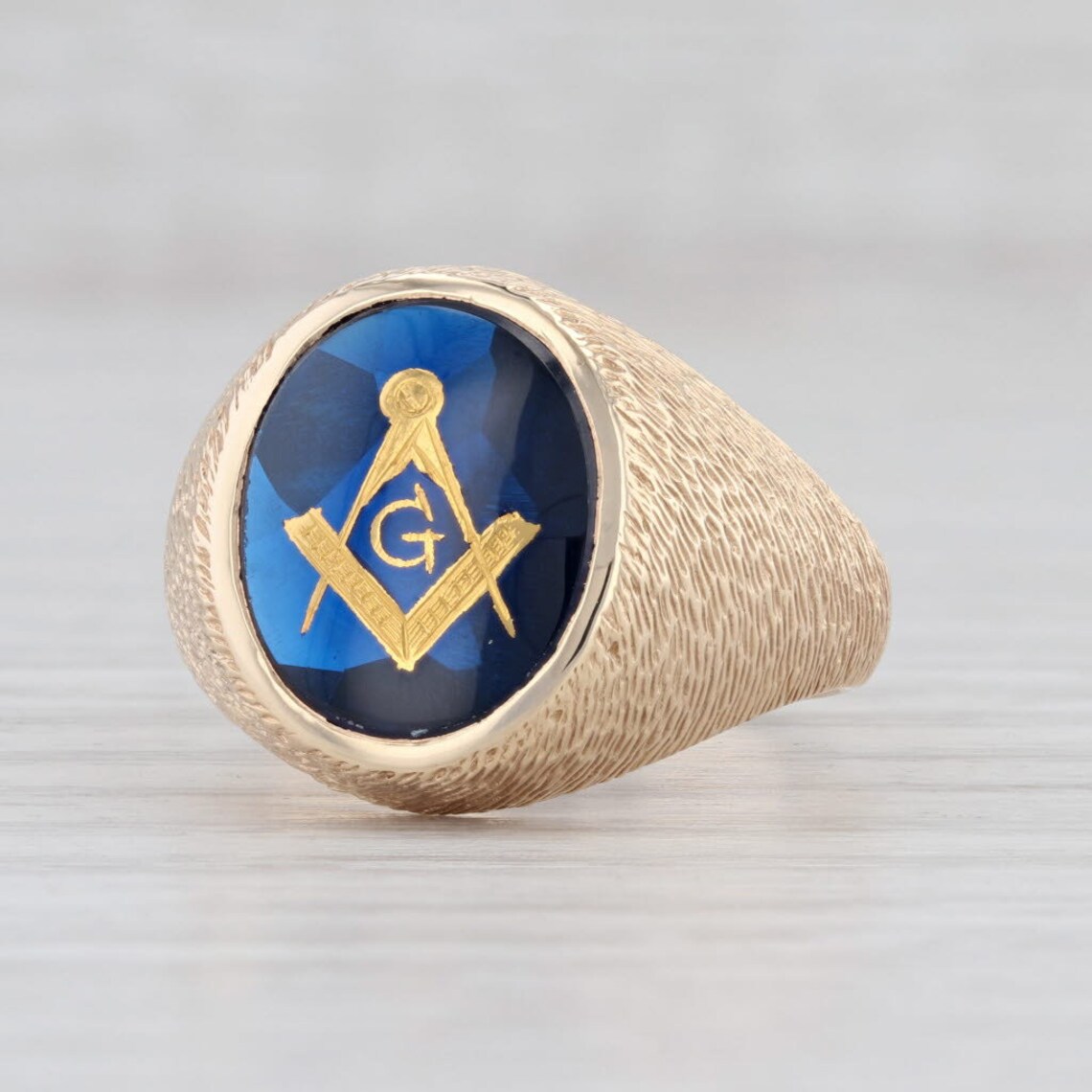 Masonic Square Compass Signet Ring 10k Gold Synthetic Spinel - Etsy