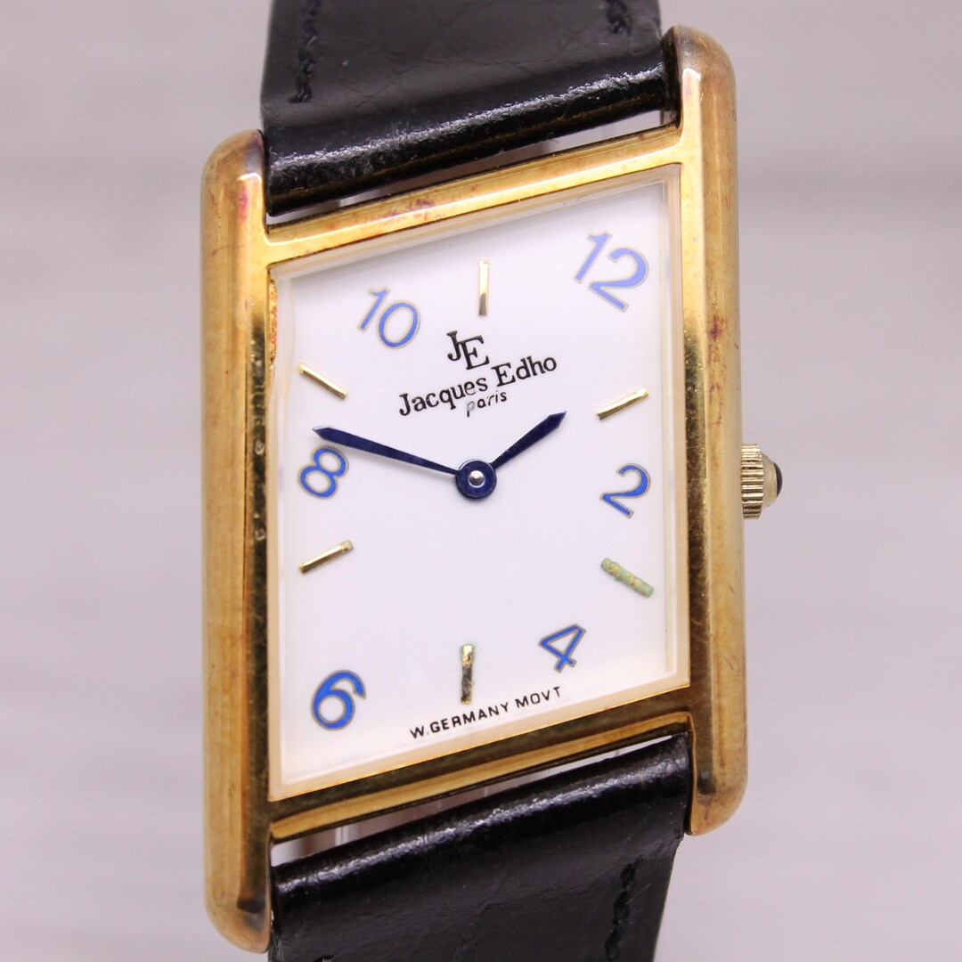 Jacques Edho Paris Asymetric Mens 24mm Quartz Watch Blue Hands ...